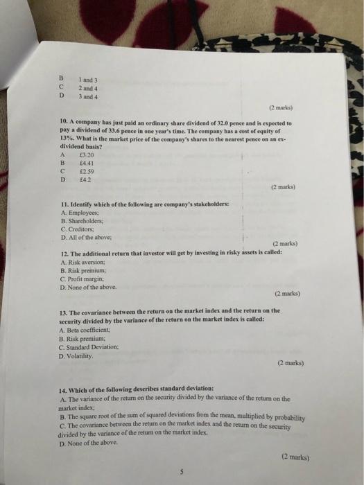 Solved Section A Multiple choice questions AII 15 Questions | Chegg.com