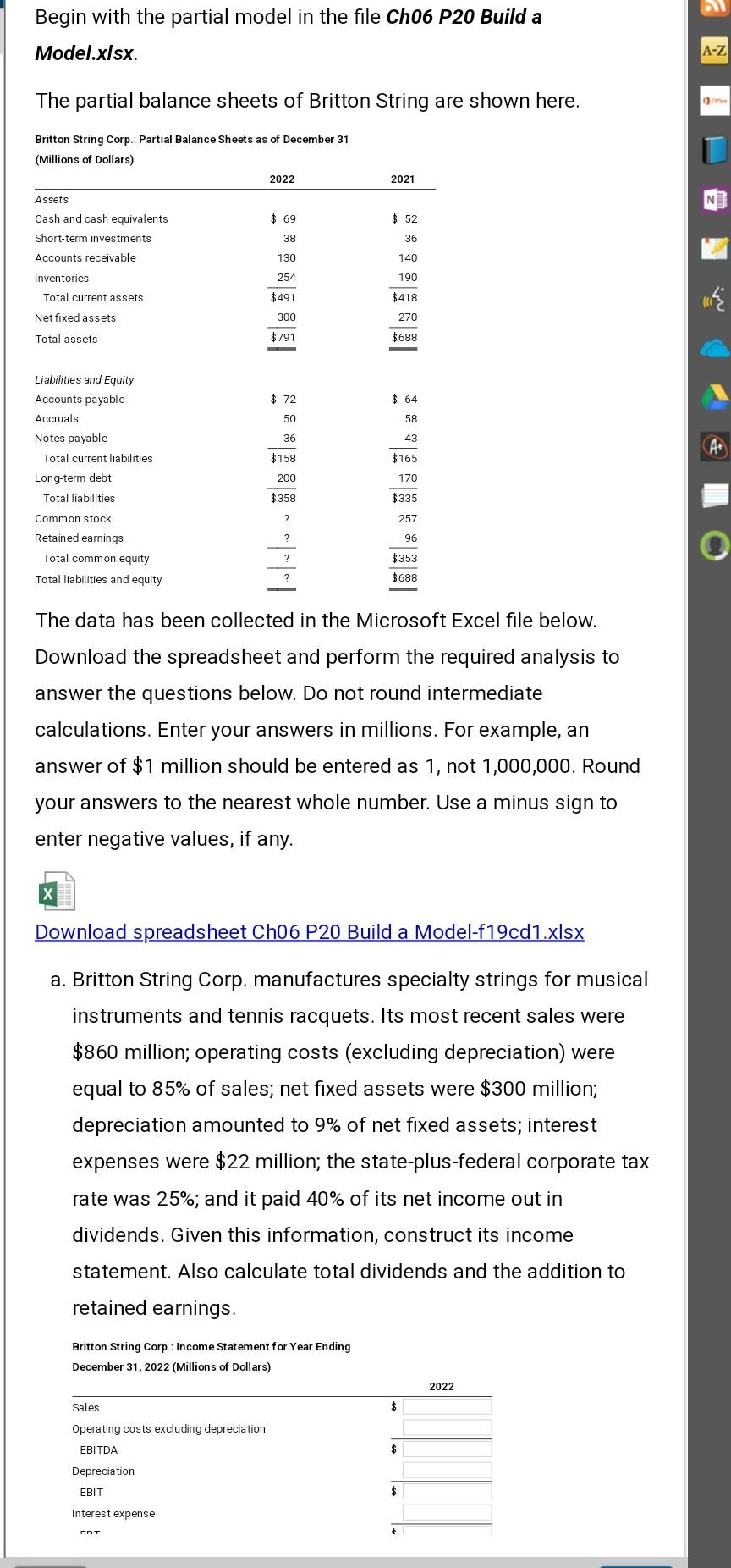Solved Begin with the partial model in the file Ch06 P20 | Chegg.com