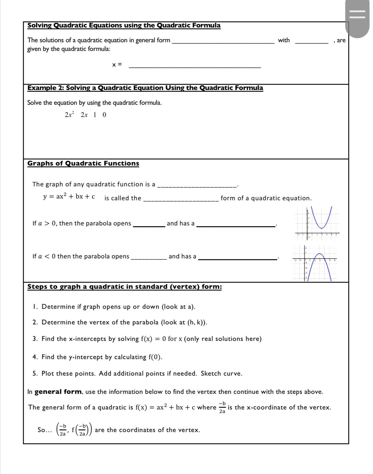 Solved Solving Quadratic Equations using the Quadratic | Chegg.com