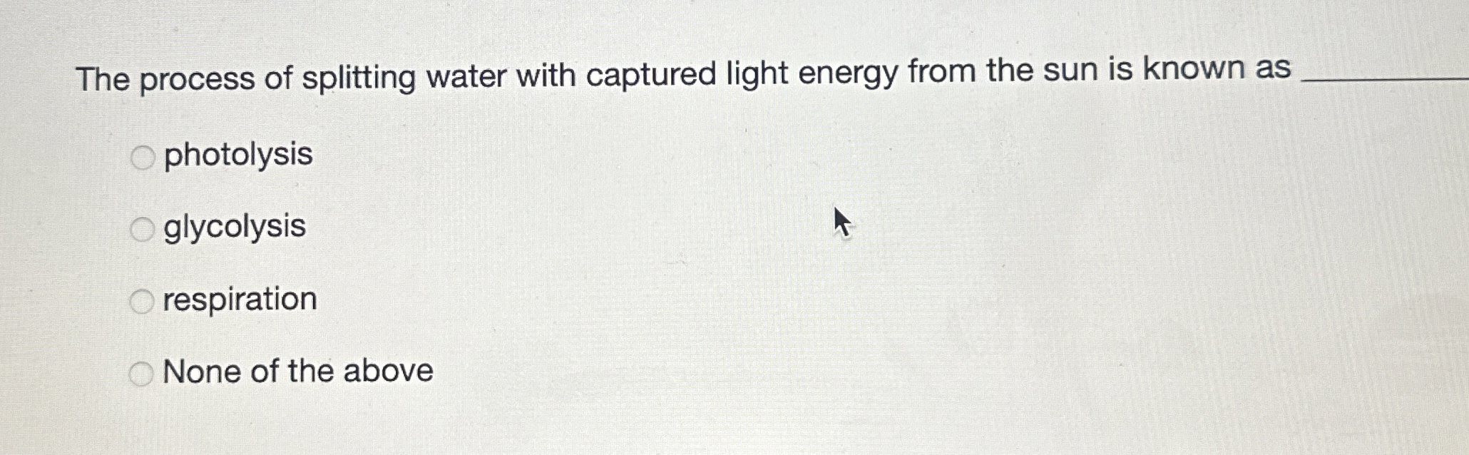 Solved The process of splitting water with captured light | Chegg.com