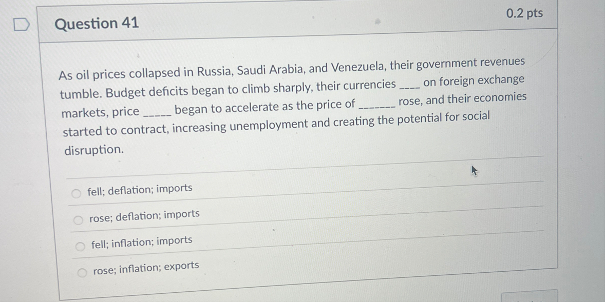 Solved Question 410.2 ﻿ptsAs oil prices collapsed in Russia, | Chegg.com