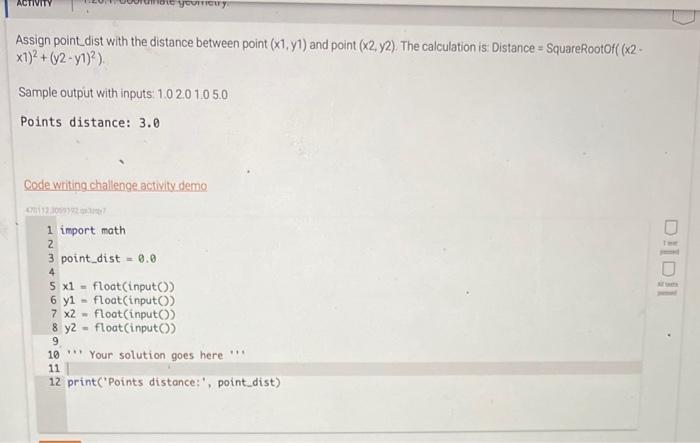 Solved Assign point dist with the distance between point | Chegg.com