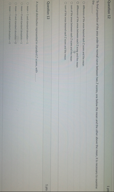 Solved Question 121 ﻿ptsTo find proportion of the area under | Chegg.com