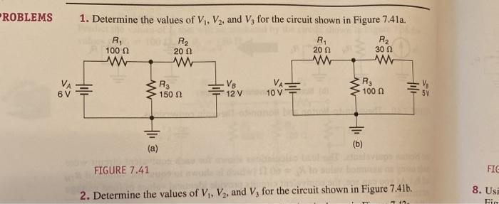Solved ROBLEMS 1. Determine the values of V, V2, and V, for | Chegg.com Solved ROBLEMS 1. Determine the values of V, V2, and V, for | Chegg.com
