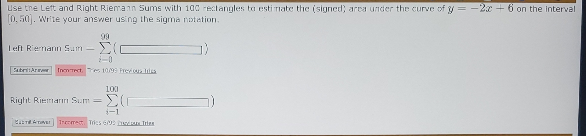 Solved Use the Left and Right Riemann Sums with 100 | Chegg.com