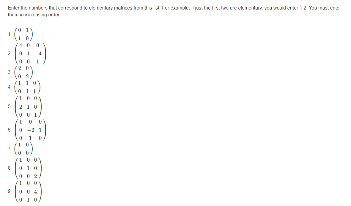 Solved Enter the numbers that correspond to elementary | Chegg.com