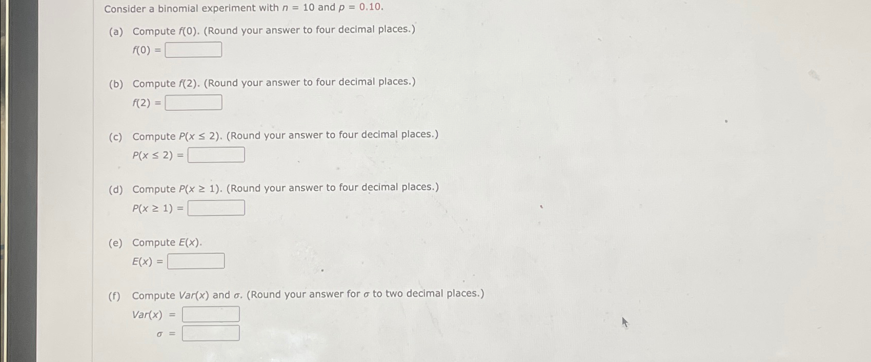 Solved Consider a binomial experiment with n=10 ﻿and | Chegg.com