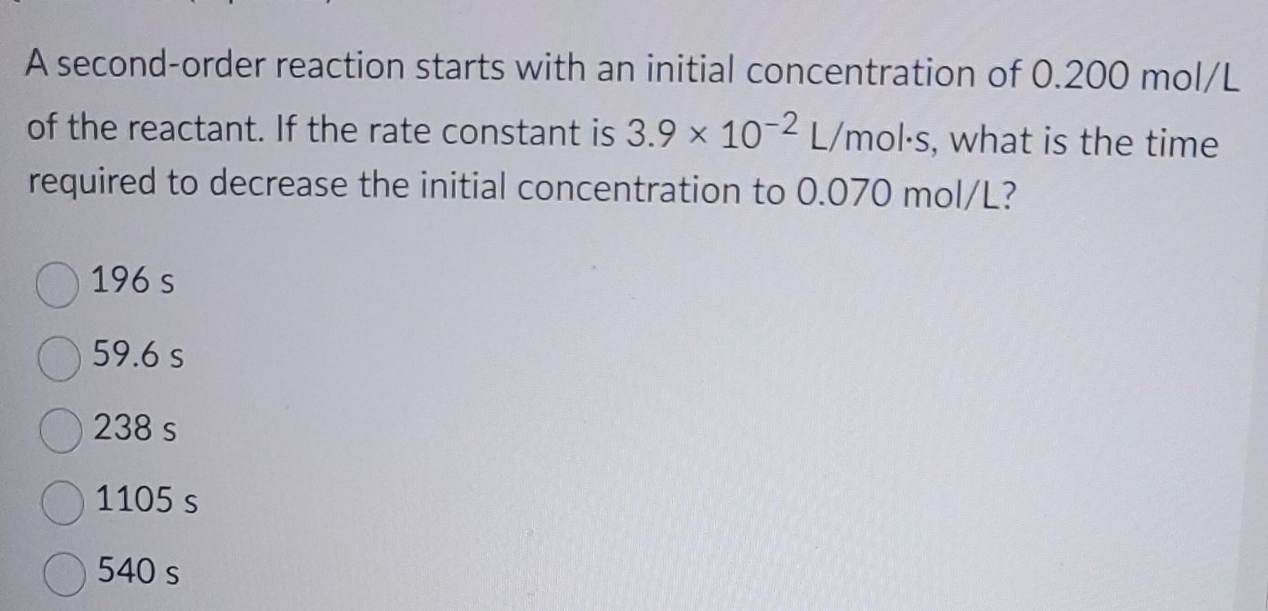 Solved A second-order reaction starts with an initial | Chegg.com