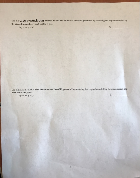 Solved Use the cross-sections method to find the volume of | Chegg.com