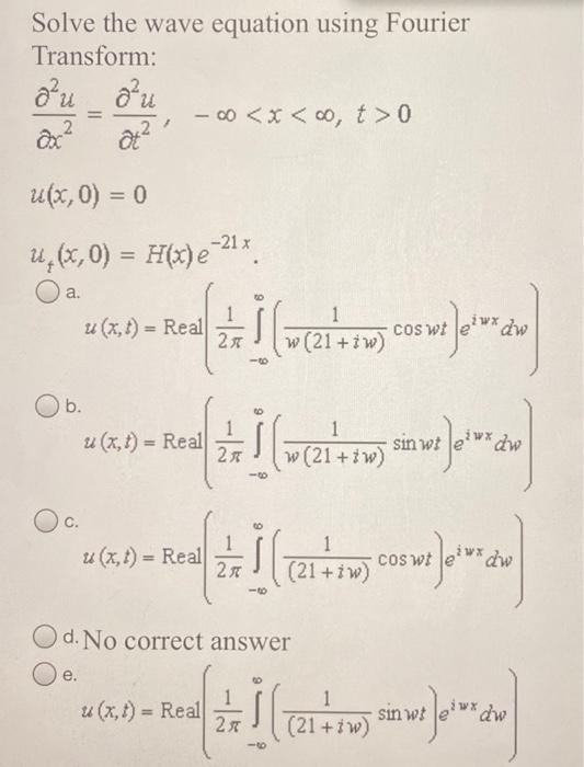 Solved Solve the wave equation using Fourier Transform: : ਰੱ | Chegg.com