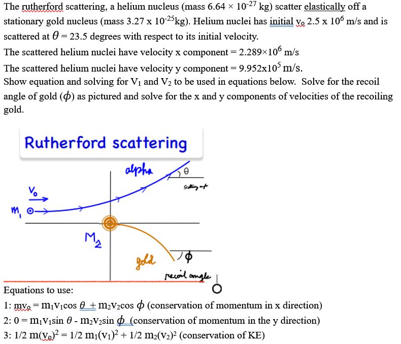 Solved The rutherford scattering, a helium nucleus (mass | Chegg.com