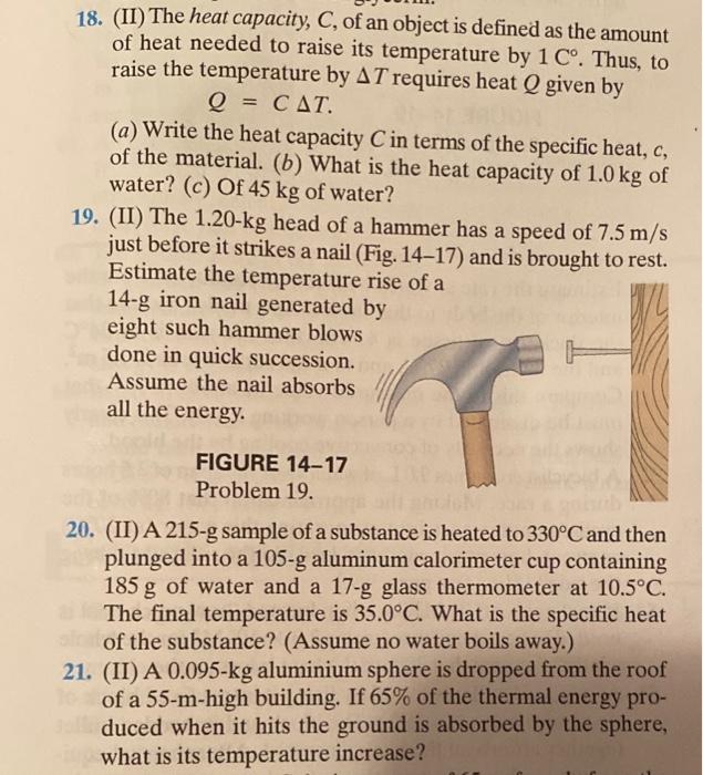 Solved 18. (II) The heat capacity, C, of an object is | Chegg.com