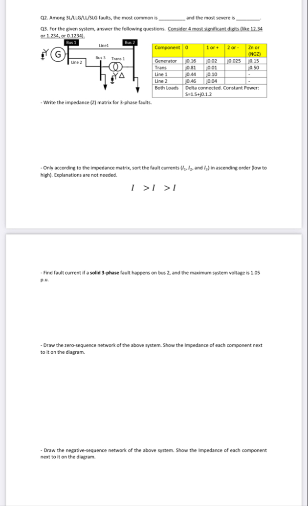 Solved Q2. ﻿Among 3L/LLG/LL/SLG faults, the most common | Chegg.com
