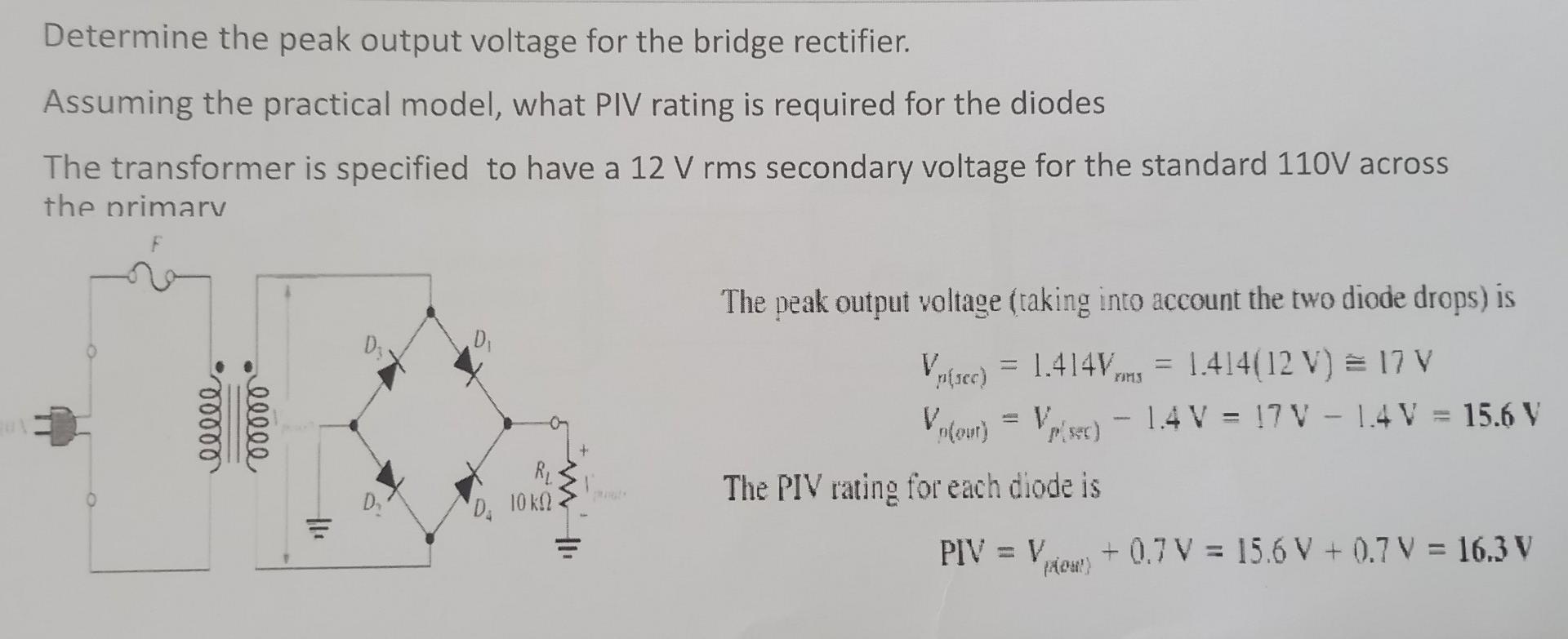 Solved Determine the peak output voltage for the bridge | Chegg.com