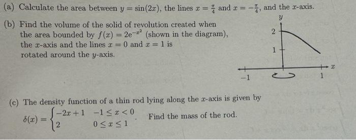Solved (a) Calculate the area between y=sin(2x), the lines | Chegg.com