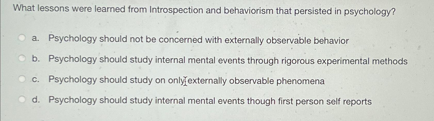 Solved What lessons were learned from Introspection and | Chegg.com