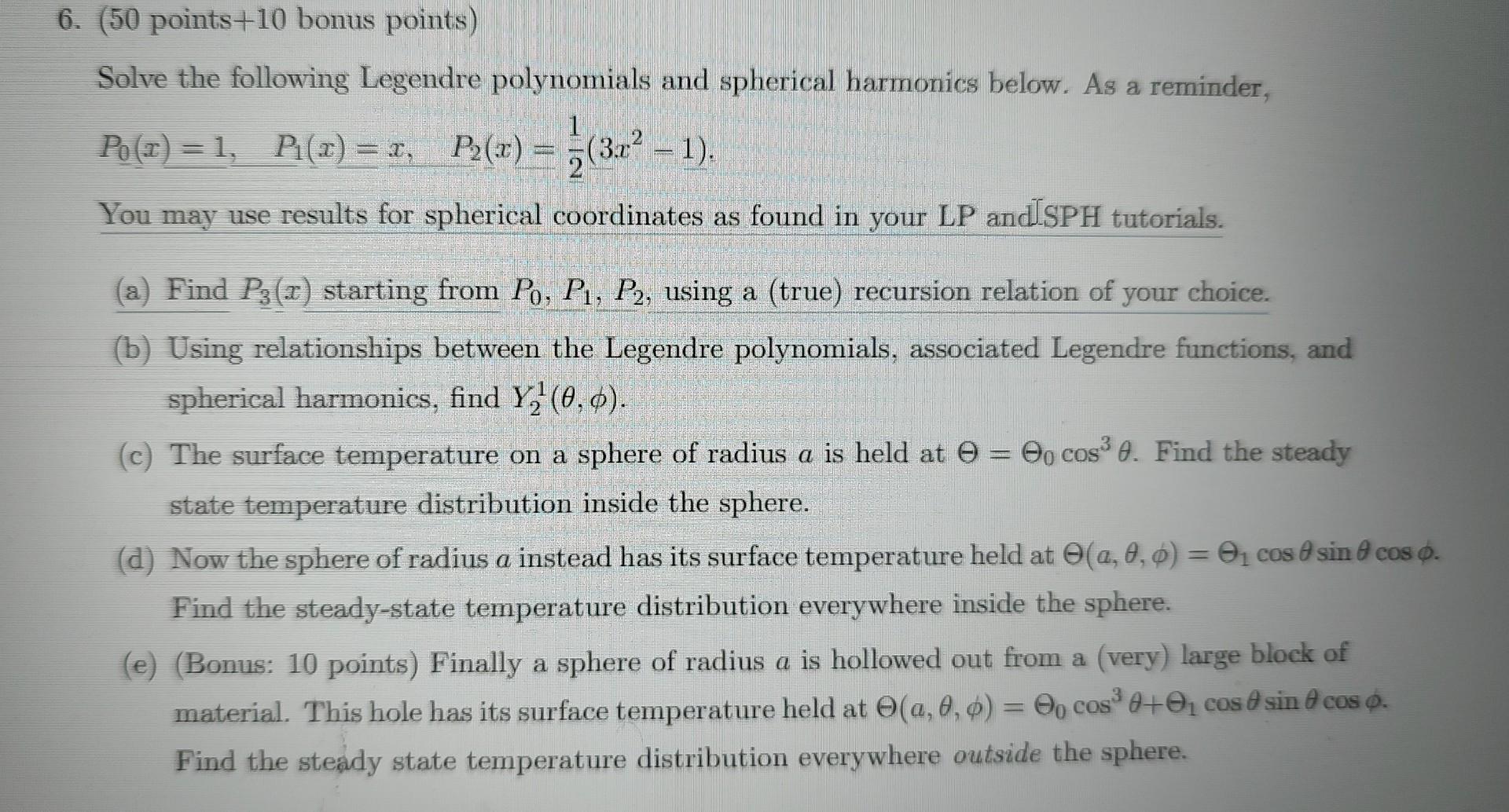 Solved Solve the following Legendre polynomials and | Chegg.com