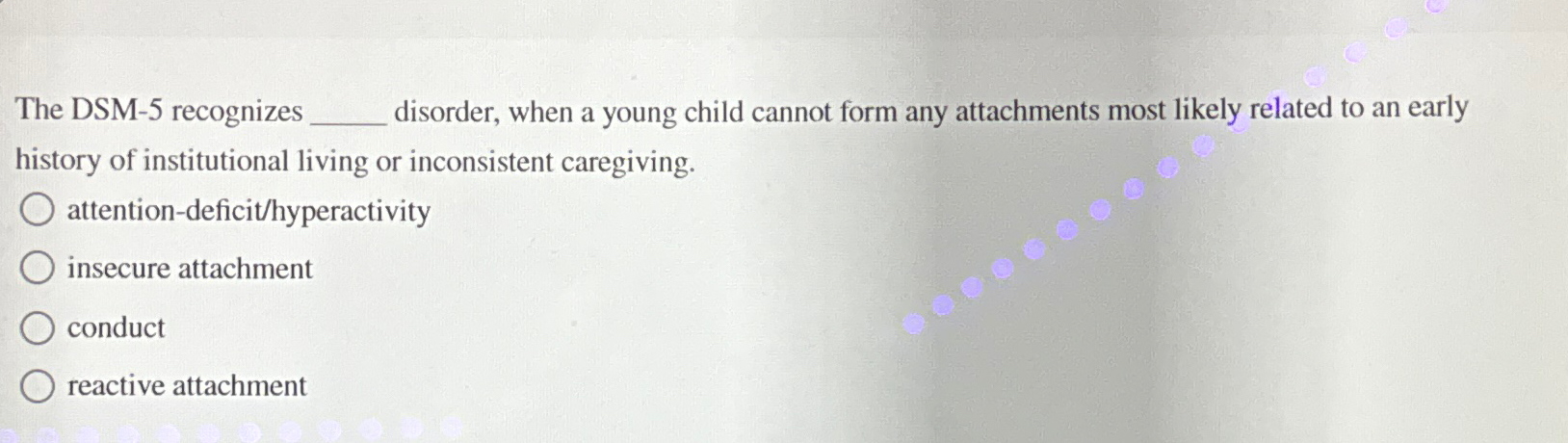 Solved The DSM-5 ﻿recognizes ﻿disorder, when a young child | Chegg.com