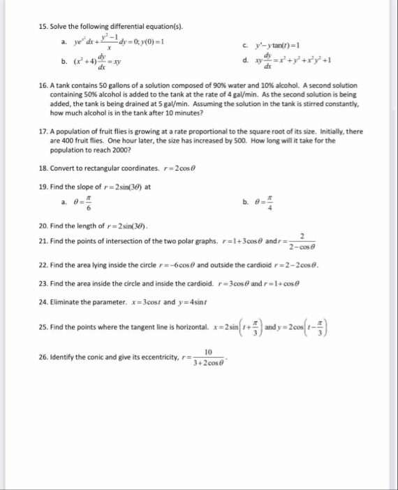Solved Solve the following differential | Chegg.com