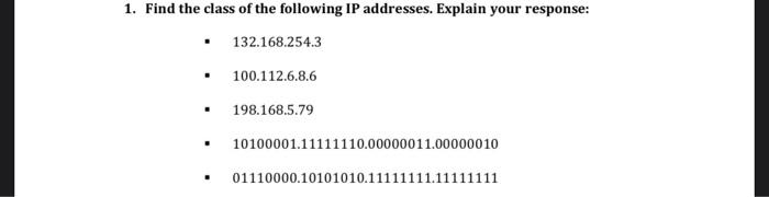 Solved Change the following IP addresses from binary | Chegg.com