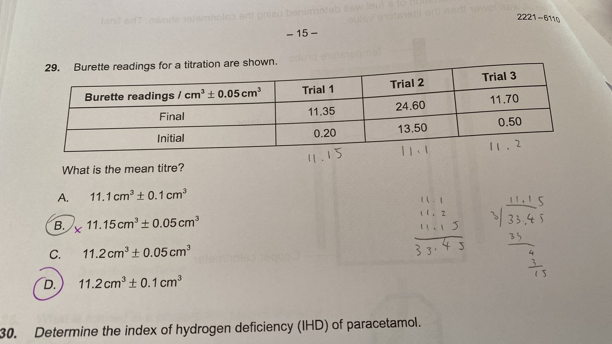 Solved Burette readings for a titration are shown.What is | Chegg.com