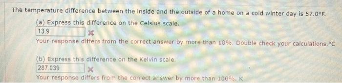Solved The temperature difference between the inside and the | Chegg.com