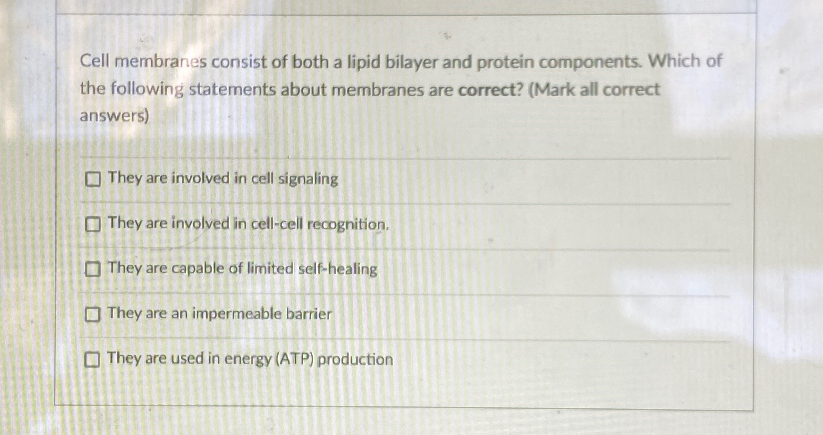 Solved Cell membranes consist of both a lipid bilayer and | Chegg.com