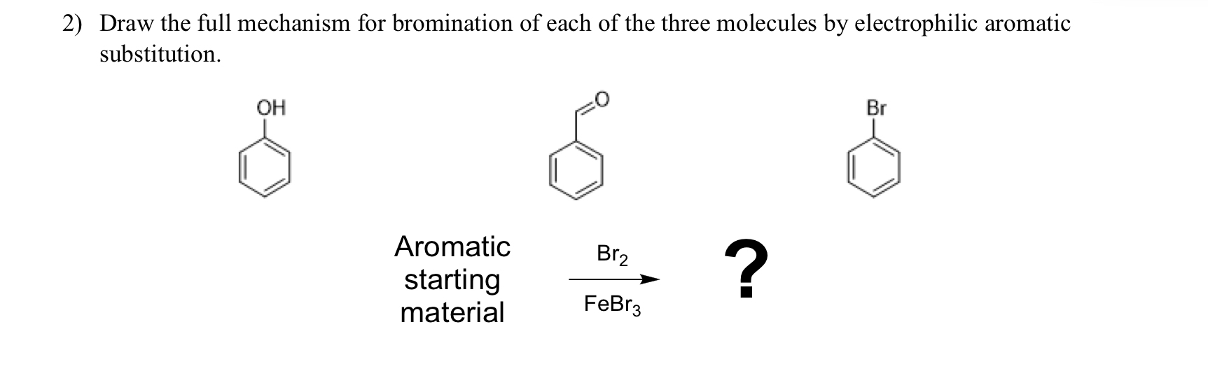 Solved Draw the full mechanism for bromination of each of | Chegg.com