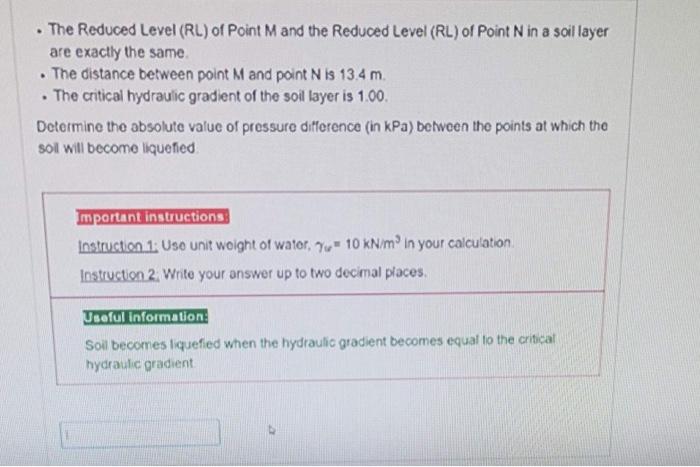Solved The Reduced Level (RL) of Point M and the Reduced | Chegg.com