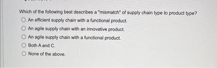 Solved Which of the following best describes a "mismatch" of | Chegg.com