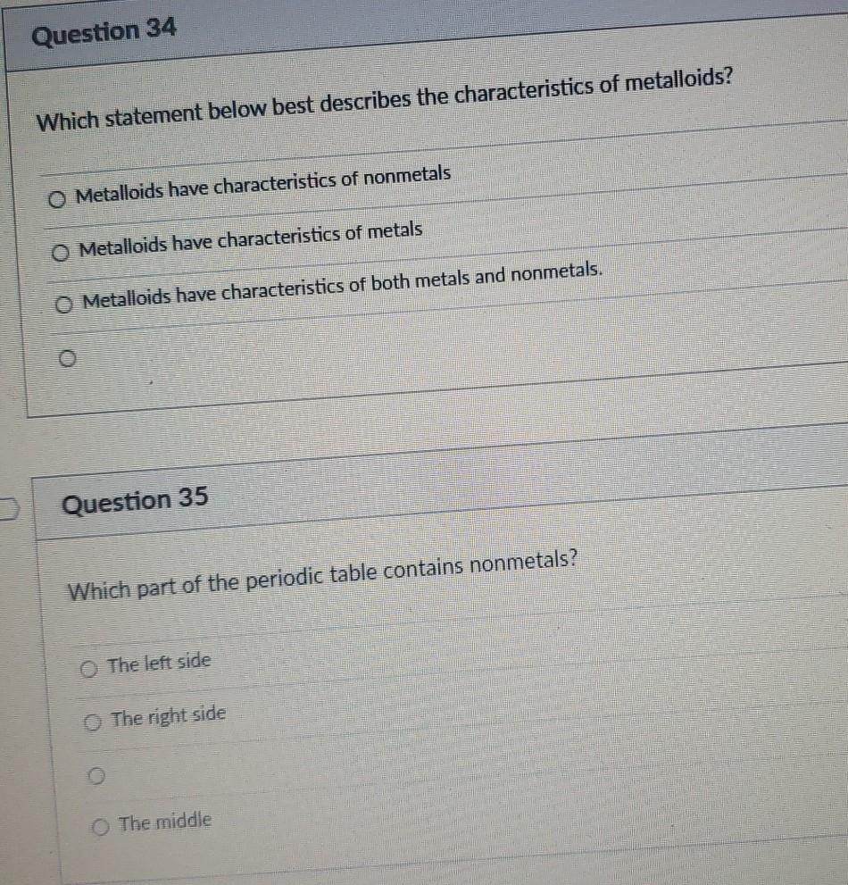 Solved Question 34 Which statement below best describes the | Chegg.com