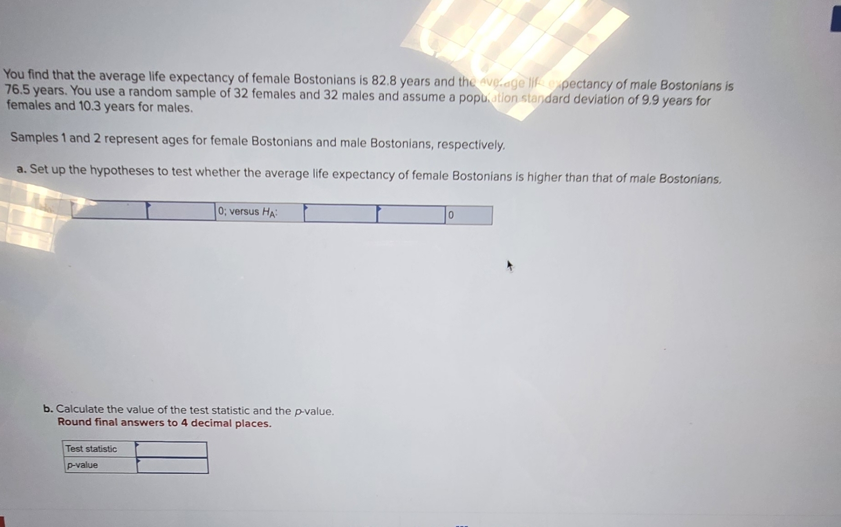 Solved You find that the average life expectancy of female | Chegg.com