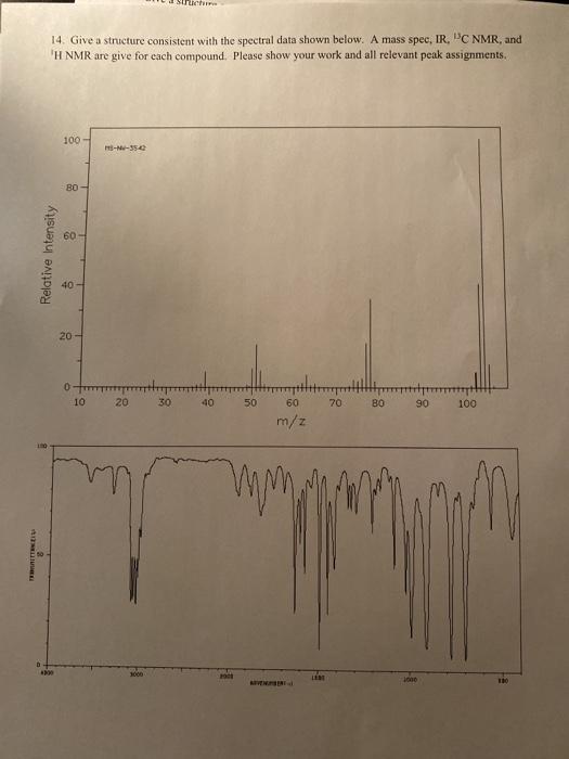 Solved CA 14. Give a structure consistent with the spectral | Chegg.com