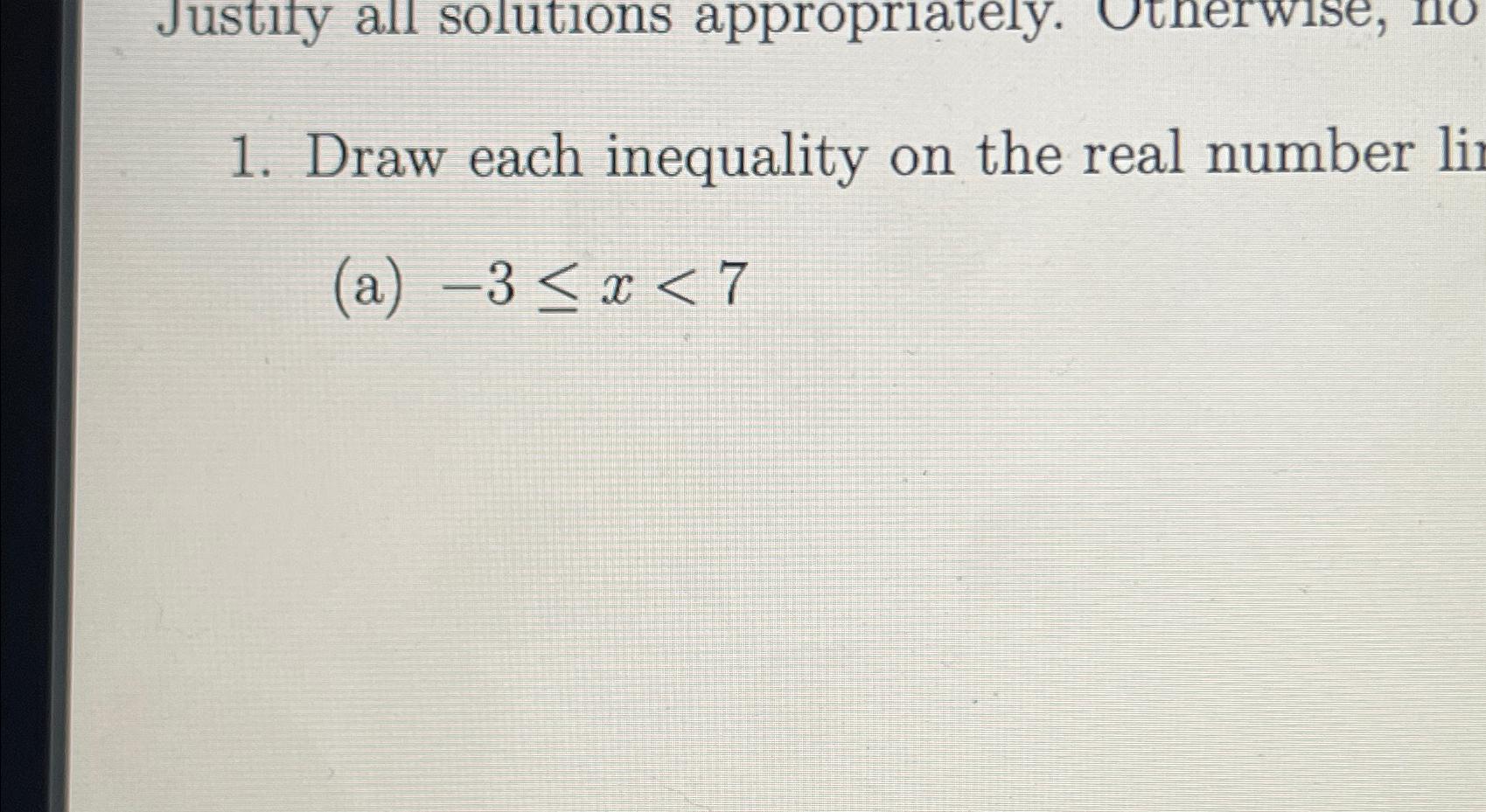 Solved Draw each inequality on the real number(a) -3≤x