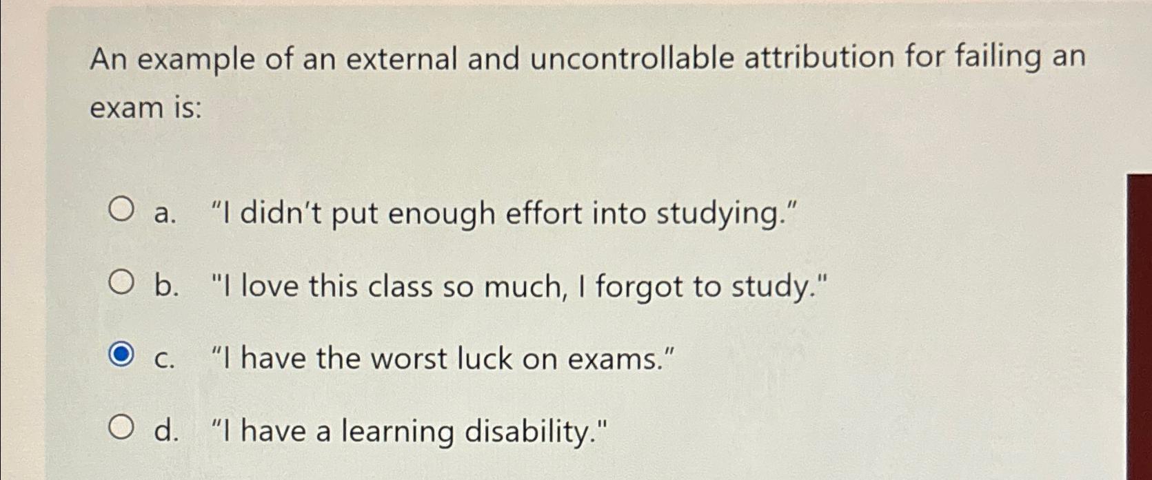 Solved An example of an external and uncontrollable | Chegg.com
