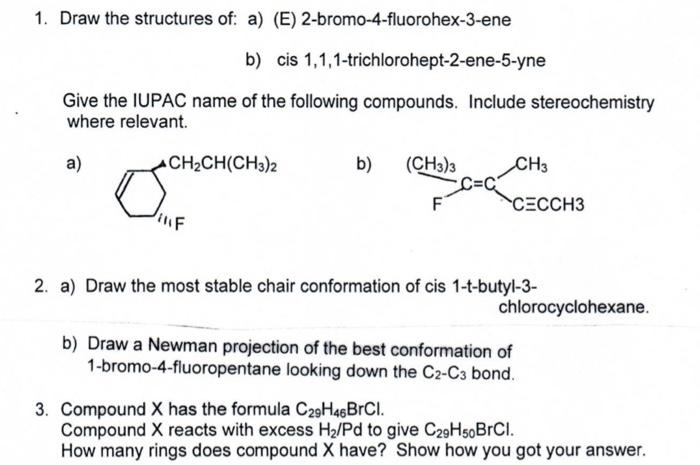 Solved 1. Draw the structures of: a) (E) | Chegg.com