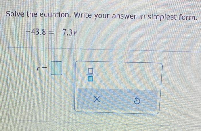 Solved Solve the equation. Write your answer in simplest | Chegg.com