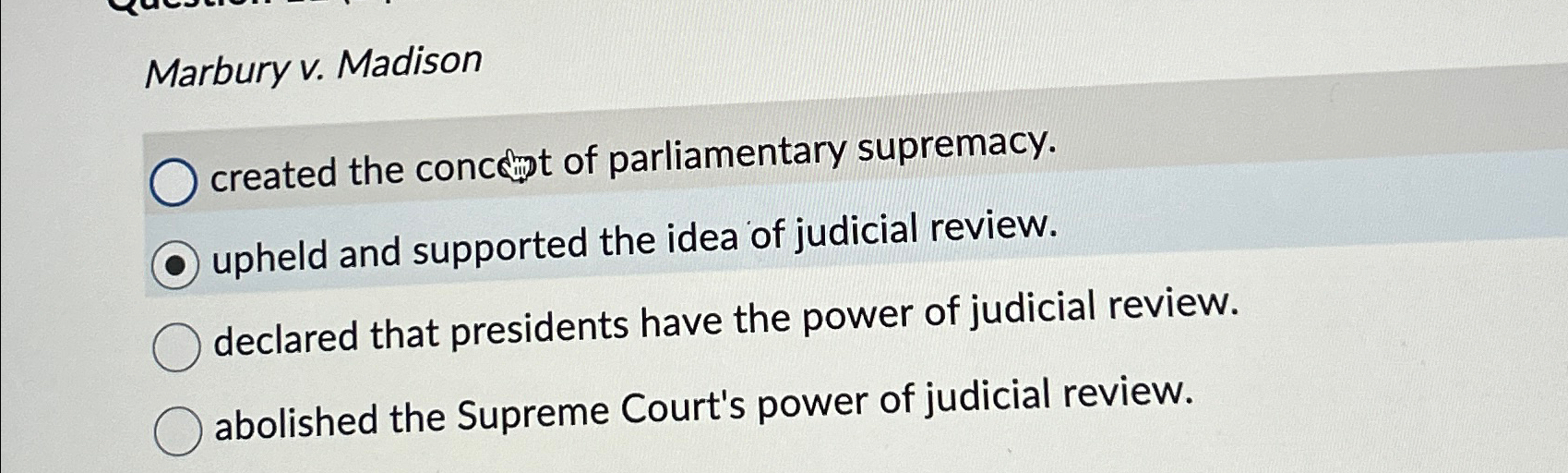 Marbury v. ﻿Madisoncreated the concsint of | Chegg.com