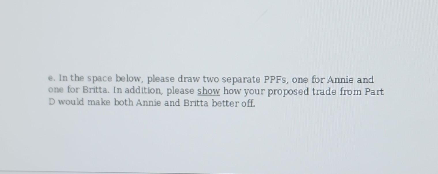 Solved e. In the space below, please draw two separate PPFs, | Chegg.com