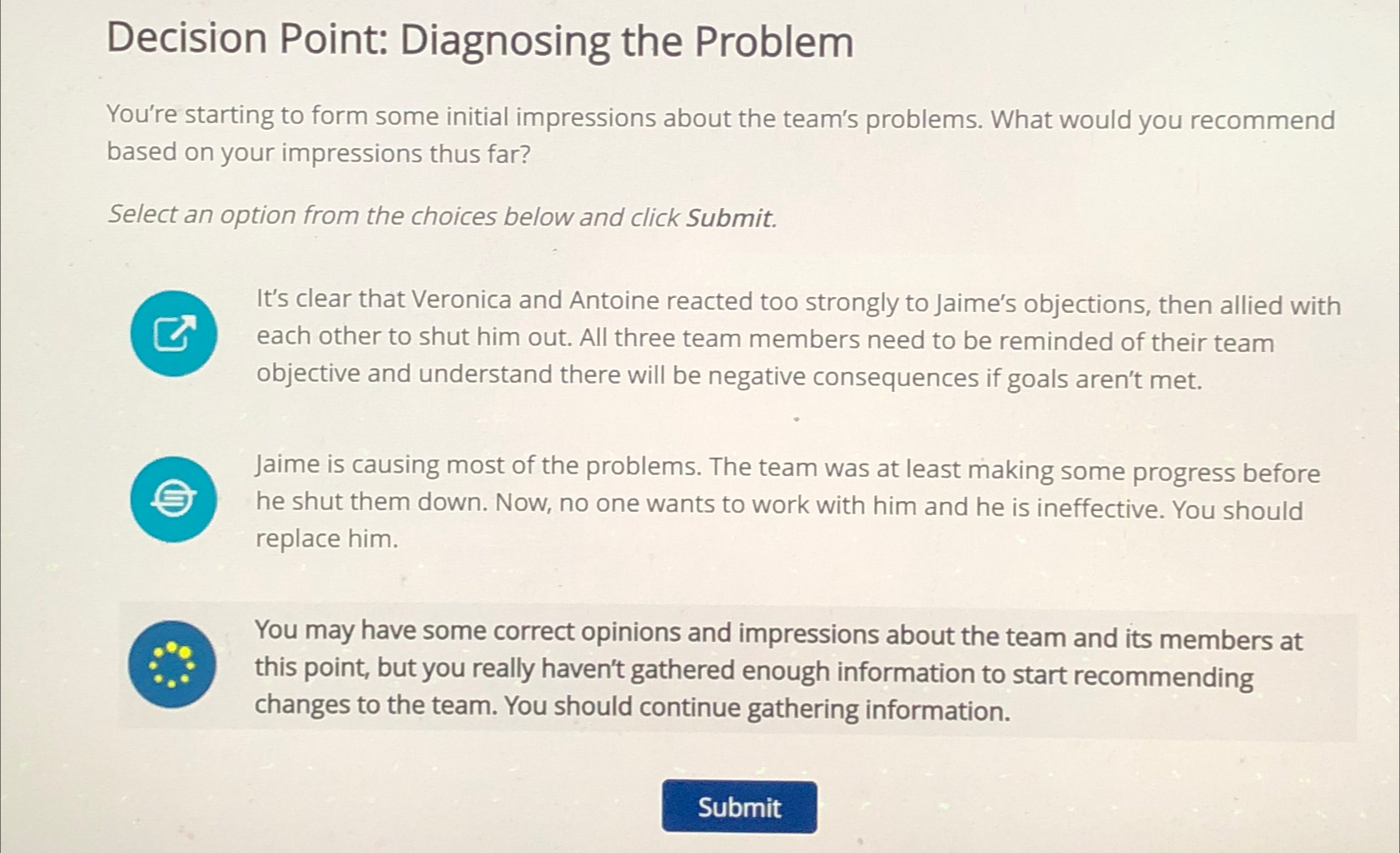 Solved Decision Point: Diagnosing the ProblemYou're starting | Chegg.com