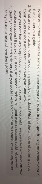 1. Write out verbal citations for some of the sources | Chegg.com