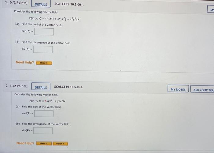 Solved 1. (-12 points) DETAILS SCALCET9 16.5.001. MY | Chegg.com