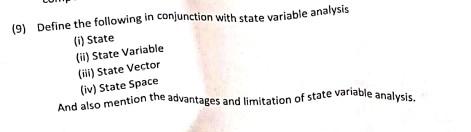 Solved (9) Define the following in conjunction with state | Chegg.com