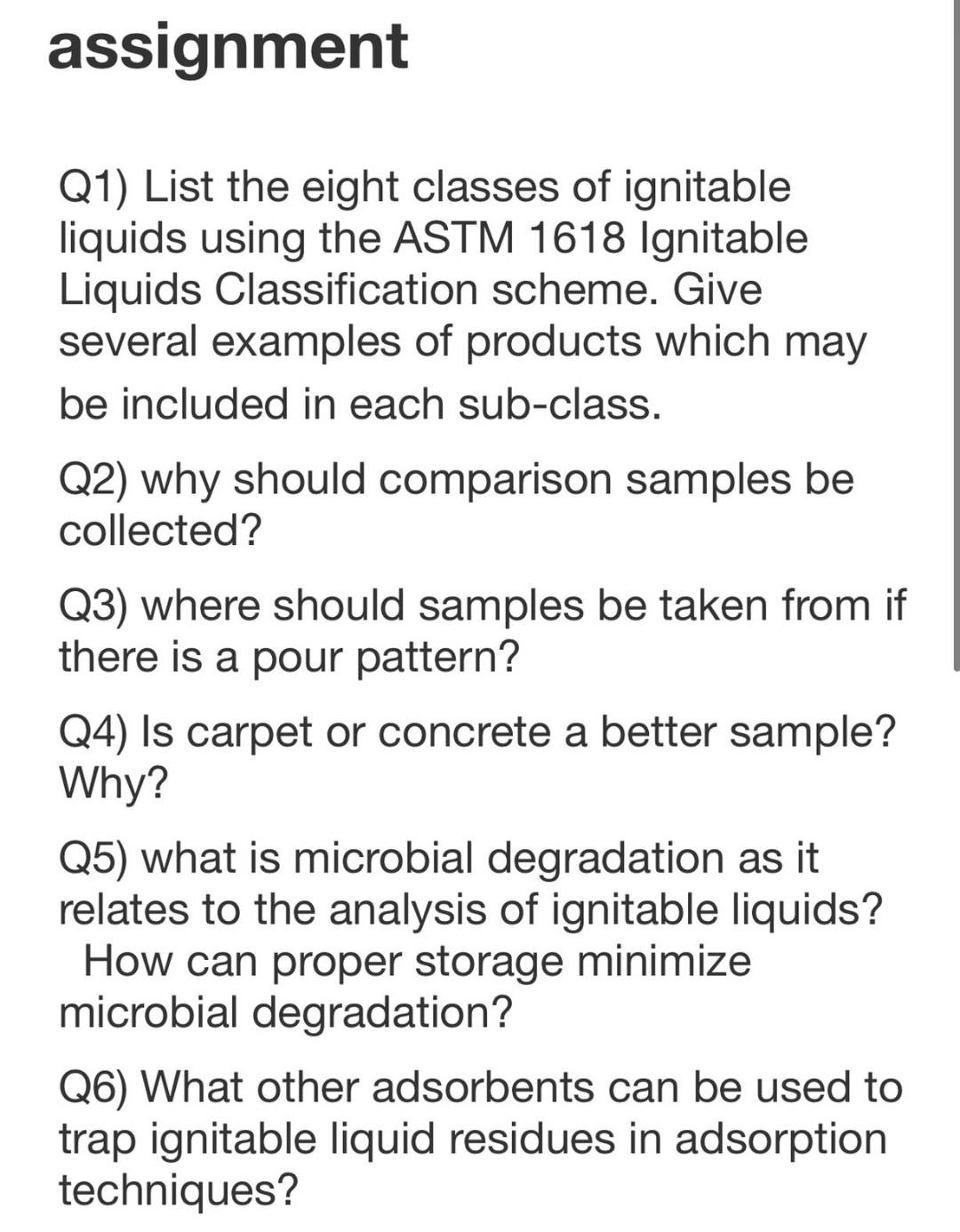 Solved assignment Q1) List the eight classes of ignitable | Chegg.com