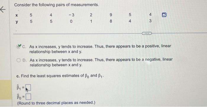 Solved Consider the following pairs of measurements. C. As x | Chegg.com