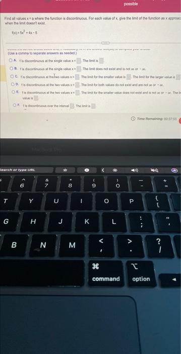 Solved Find al vilues x= where the furction is ducontinuous. | Chegg.com