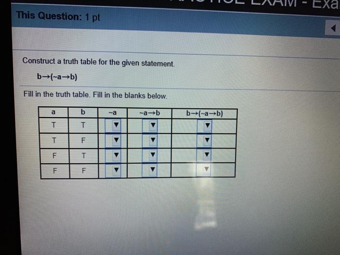 Solved This Question: 1 pt Construct a truth table for the | Chegg.com