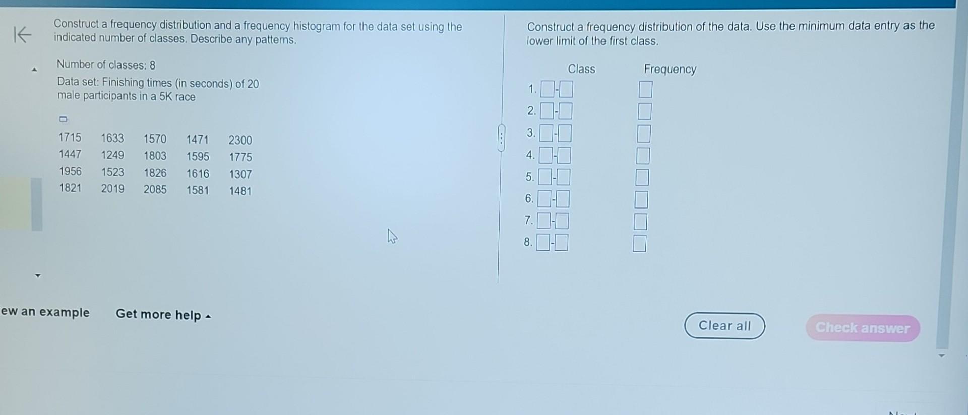 Solved Construct a frequency distribution and a frequency | Chegg.com