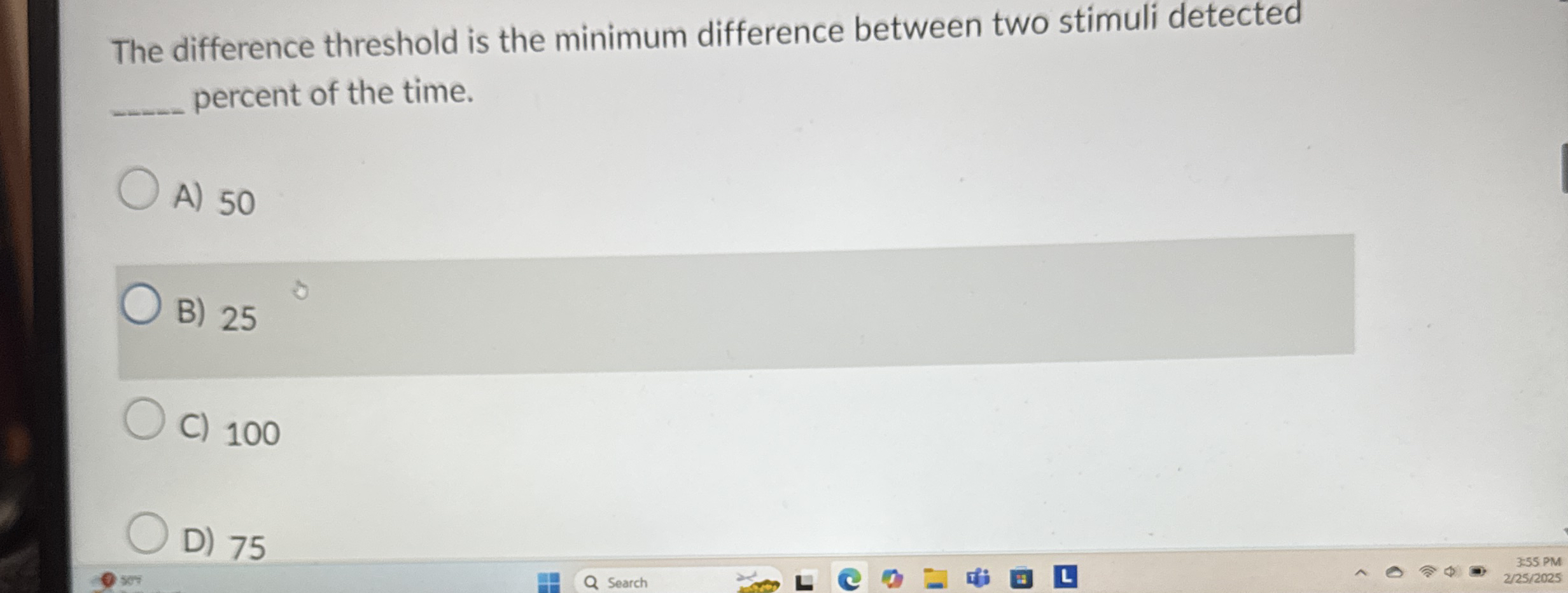 Solved The difference threshold is the minimum difference | Chegg.com