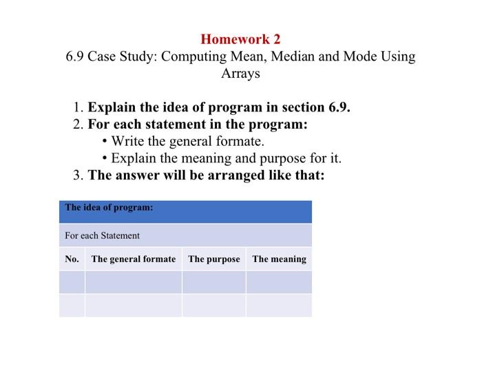 Solved Homework 2 6.9 Case Study: Computing Mean, Median and | Chegg.com